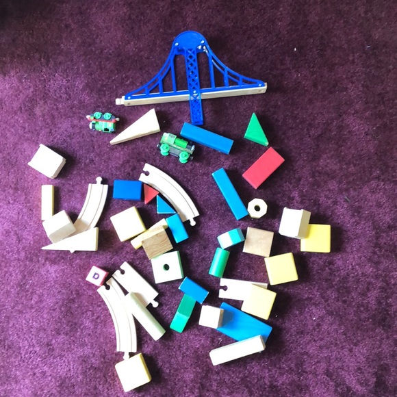 Other | Lot Of 43 Random Wooden Building Pieces Toys | Poshmark